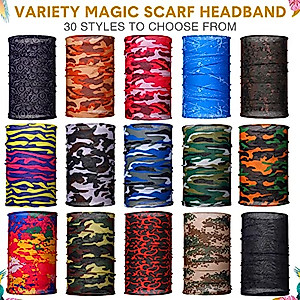 Tarpop 30 Pcs Neck Gaiters Scarf Elastic Wrap Headband Sweat Absorbing Bandana for Women Men Sports Yoga Running(Stylish Style)