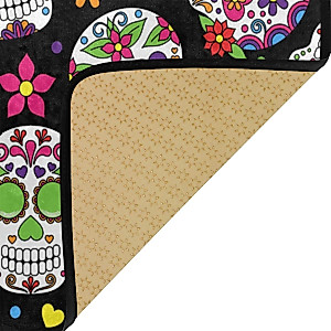Anti Fatigue Kitchen Floor Mat, 39 x 20 In Sugar Skull Non Slip Absorbent Comfort Modern Standing Mat Soft Kitchen Runner Rug for Hallway Entryway Bathroom Living Room Bedroom Halloween Ghost