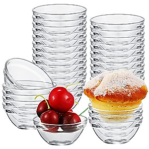 36 Pieces 2.4 Inch Small Glass Bowls Soy Sauce Dipping Bowls Mini Clear Prep Bowls Stackable Serving Bowls for Ramekins Snack Fruit Dips Dessert Ingredient Mixing, 1.5 oz