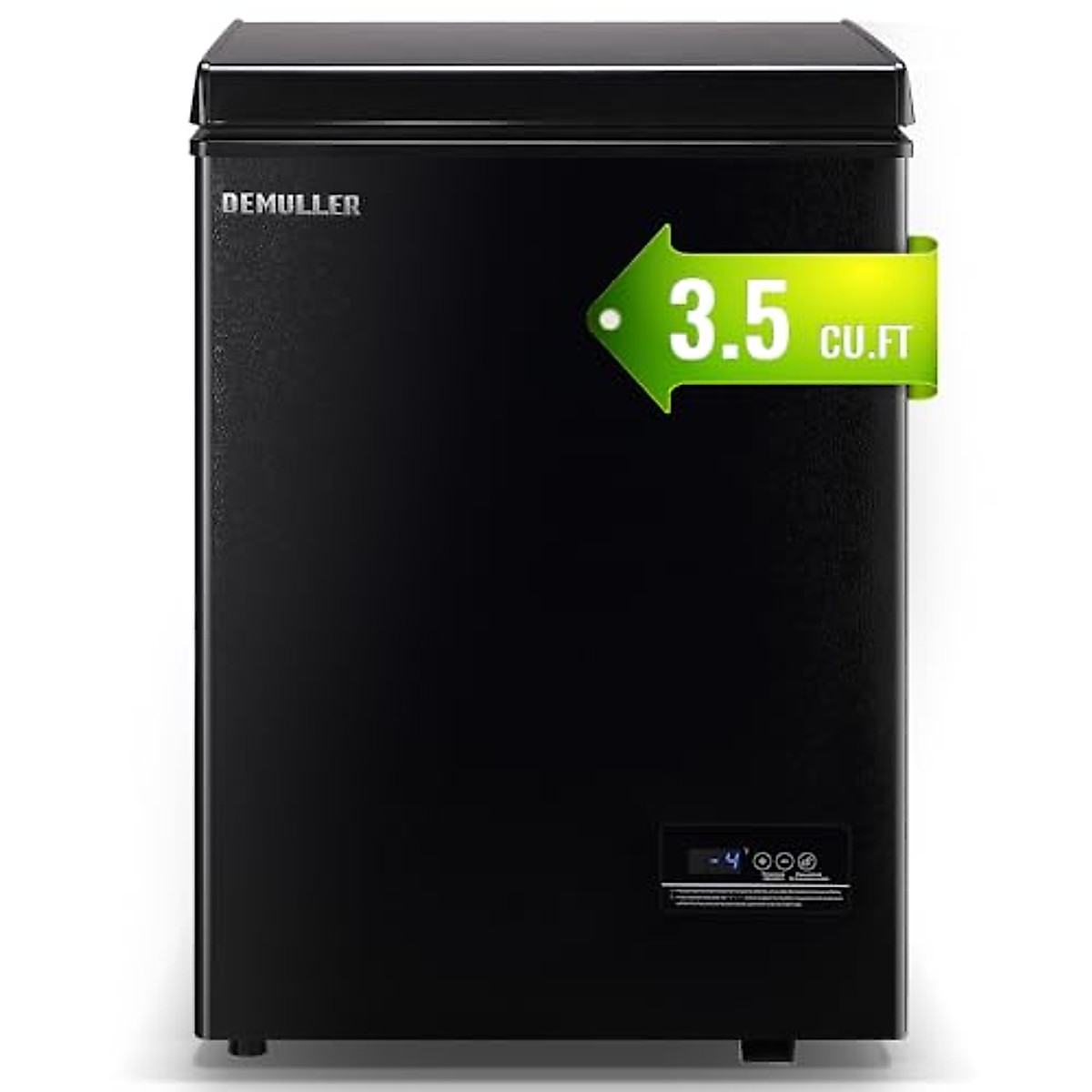 DEMULLER Deep Freezer Top Open Door Chest Freezer Mini Freezers with 2 Removable Basket Electronic Display Screen Black