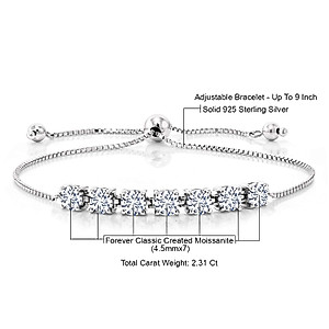 Gem Stone King 7-Stone Tennis Bracelet For Women In 925 Sterling Silver | 4.5MM Round Gemstone Birthstone | Fully Adjustable Up to 9 Inch