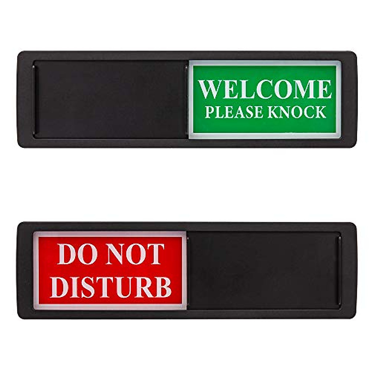 Privacy Sign - Do Not Disturb/Welcome Sign for Home Office Restroom Conference Hotel Hospital, Easy to Read Non-Scratch Magnetic Slider Door Indicator Sign with Clear, Bold & Colored Text - Black