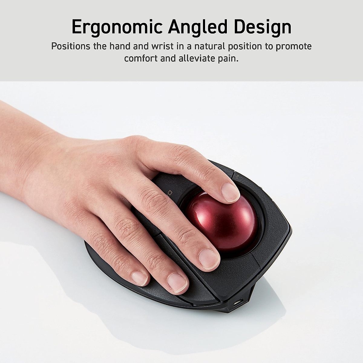 ELECOM DEFT PRO Trackball Mouse, Wired, Wireless, Bluetooth 3 Types Connection, Ergonomic Design, 8-Button Function, Red Ball, Windows11, MacOS (M-DPT1MRXBK)
