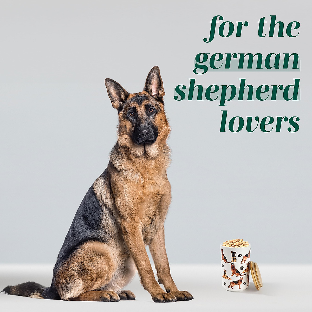 Greenline Goods Premium Dog Treat Ceramic Canister Set – German Shepherd Airtight Canister for Fresh Treats, Ceramic Jar & Containers with Lids, Farmhouse Canisters, Ideal Kitchen Canisters