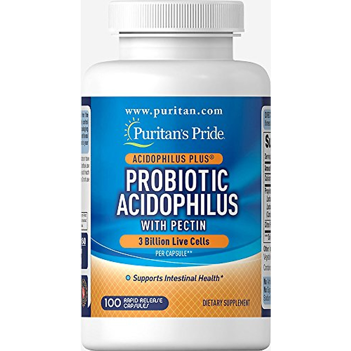 Puritan's Pride Probiotic Acidophilus with Pectin, 100 Count, White (P-2)