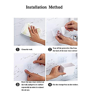 Floating Shelf Wall Mounted Plastic Storage Organizer Bin, Makeup Organizer Adhesive Bathroom Organizer Ledge Shelf for Home Decor, Kitchen, Bathroom, Office, Bedroom, Room - 4.33"x2.56"x3.74" - White