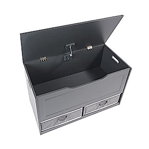 Badger Basket Kid's Up & Down Toy Box and Organizer with Two Reversible Fabric Bins - Dark Gray