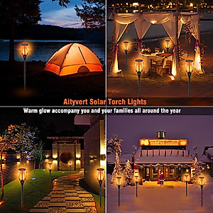 Aityvert Upgraded Large Solar Torch Lights, 43'''' Waterproof Outdoor 96 LED Dancing Flames Lights, Flickering Flames Garden Lights, Auto On/Off L&scape Pathway Patio Driveway Lighting (8 pcs )