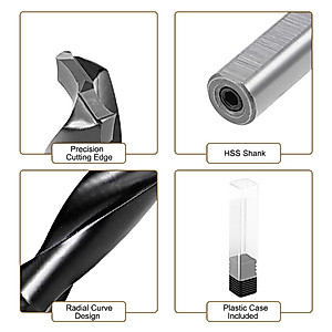 uxcell Brad Point Drill Bits for Wood 12.5mm x 70mm Forward Turning HSS for Woodworking Carpentry Drilling Tool