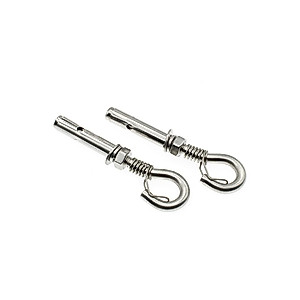 HAJXZH 2Pcs Expansion Hook M8 Open Heavy Duty Expansion Screw Hook Anchor Bolt Cup Concrete Brick Hook 304 Stainless Steel (with Spring Buckle)