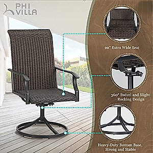 PHI VILLA High Back Outdoor Rattan Dining Chairs Set of 4 Pieces Wicker Swivel Dining Chairs for Outside Heavy Duty Wicker Patio Furniture Sets Bistro Chairs for Garden,Backyard,Lawn(4 Pieces)
