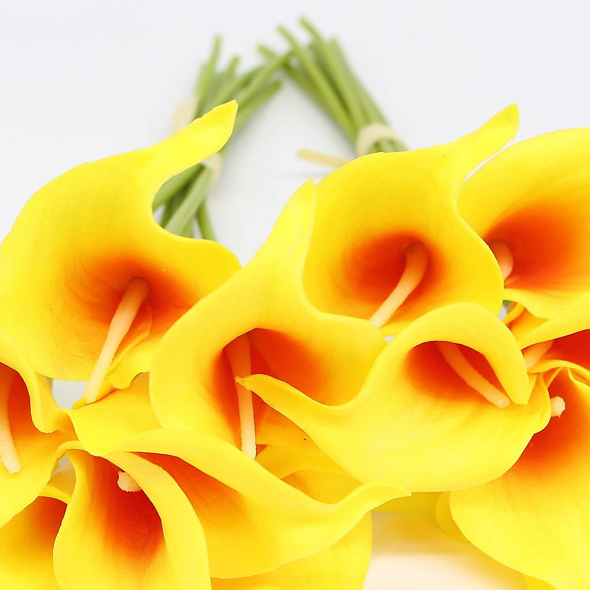 SHSYCER 18pcs Artificial Calla Lily Silk Flowers Home Garden Hotel Party Event Christmas Wedding Gift Decoration Artificial Flowers Calla Lily,Red in Yellow
