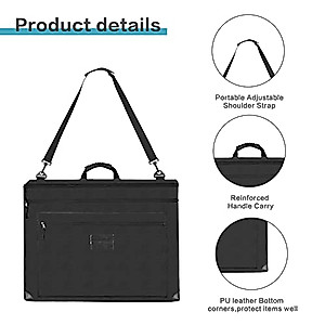 MEGREZ Art Portfolio Bag with Shoulder Strap, Portable Multi-purpose Art Portfolio Tote, 21" x 27" Waterproof Nylon Drawing Board Storage Bag, Sketch Board Bag for Drawing and Painting, Black