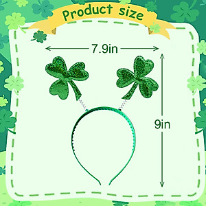 St Patricks Day Shamrock Headbands - 3 Pcs Green Clover Plain Hair Hoops Band Head Boppers Irish Party Favor Set Leprechaun Costume Accessories (Style C)