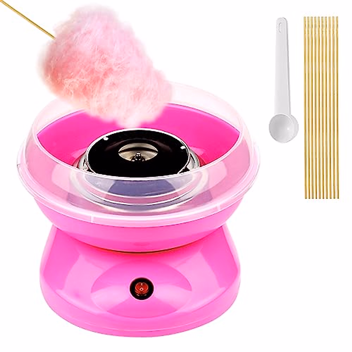 Cotton Candy Machine Desktop Cotton Candy Maker 450W Candy Floss Machine with Splash Prevention Bowl Sugar Scoop 10pcs Candy Sticks