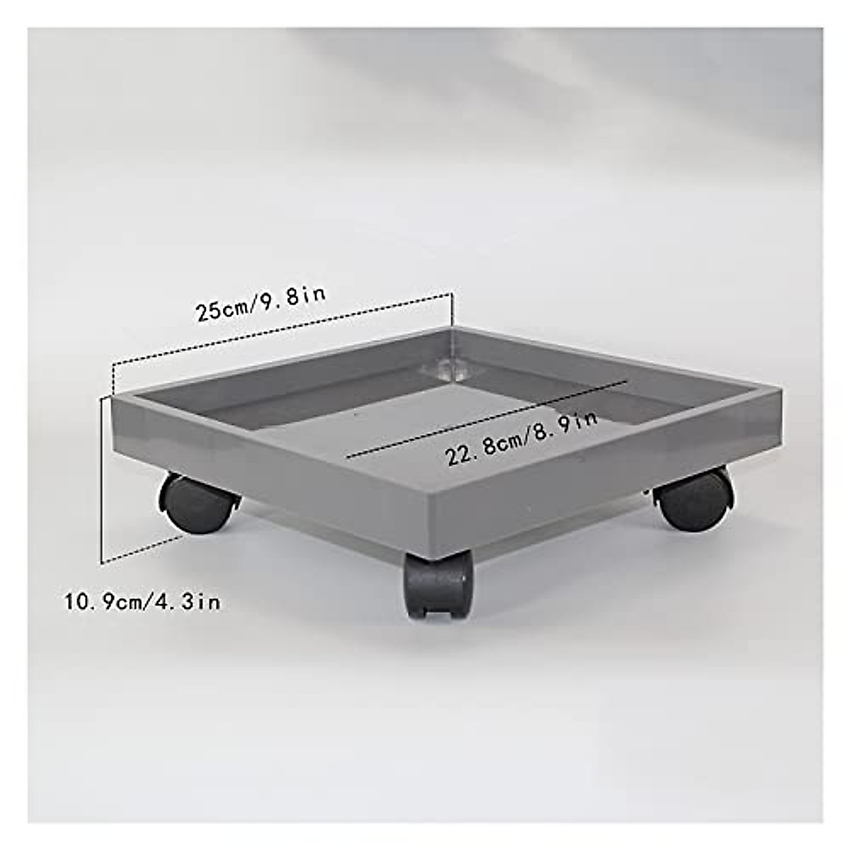 GRFIT Display Base Rolling Plastic Planter Caddy Potted Plant Stand with Wheels Square Flower Pot Rack Planter Trolley 360° Rotating Casters Rolling Tray Ornament Display Stand (Size : Medium)