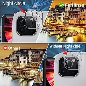 Ferilinso Designed for iPad Pro 11 Inch Screen Protector Accessories 2022 2021 2020 2nd 3rd 4th Generation 2 Pack Tempered Glass with 2 Pack Camera Lens Protector Suitable for Apple Pencil Face ID