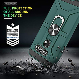 G8 ThinQ Case, G8 Case with HD Screen Protector, Atump 360° Rotation Ring Holder Kickstand [Work with Magnetic Car Mount] PC+ TPU Phone Case for LG G8, Midnight Green