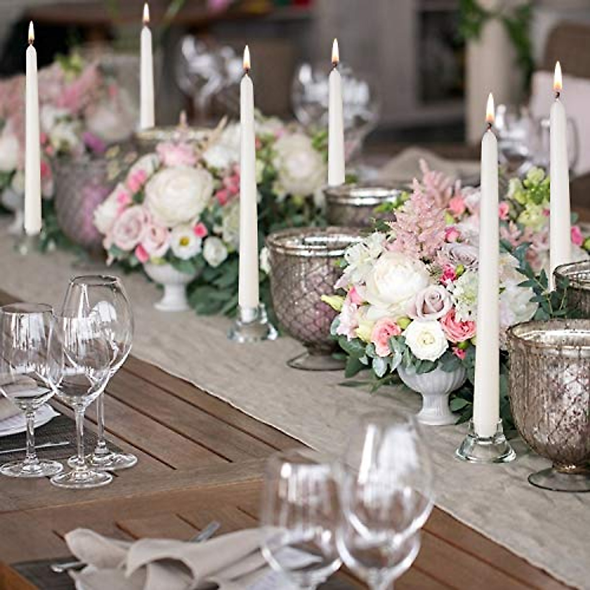 Arosky 10 Inch Unscented Taper Candles Wedding Dinner Candle Set of 12 (Ivory)
