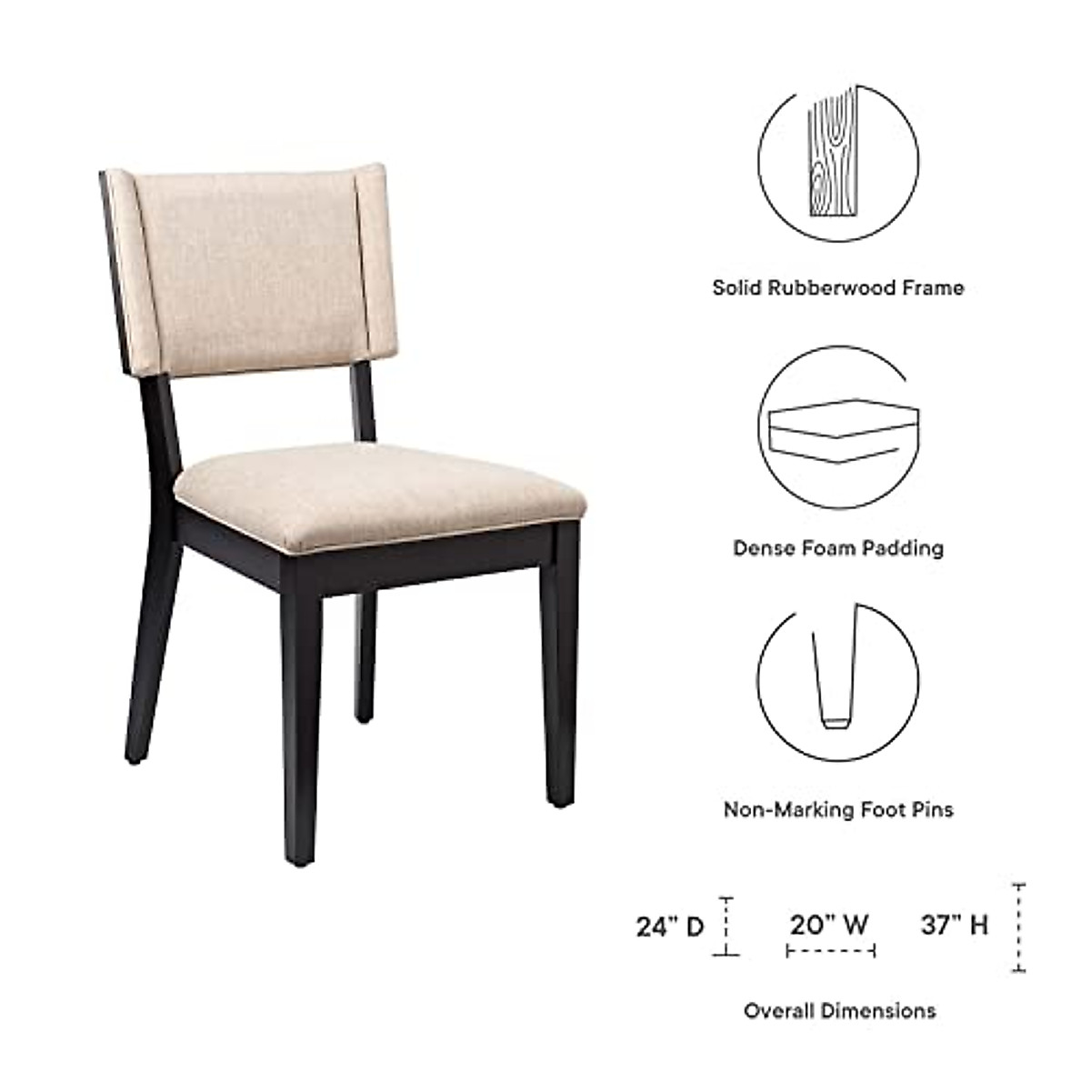 Modway Esquire Upholstered Fabric Dining Side Chairs in Beige-Set of 2