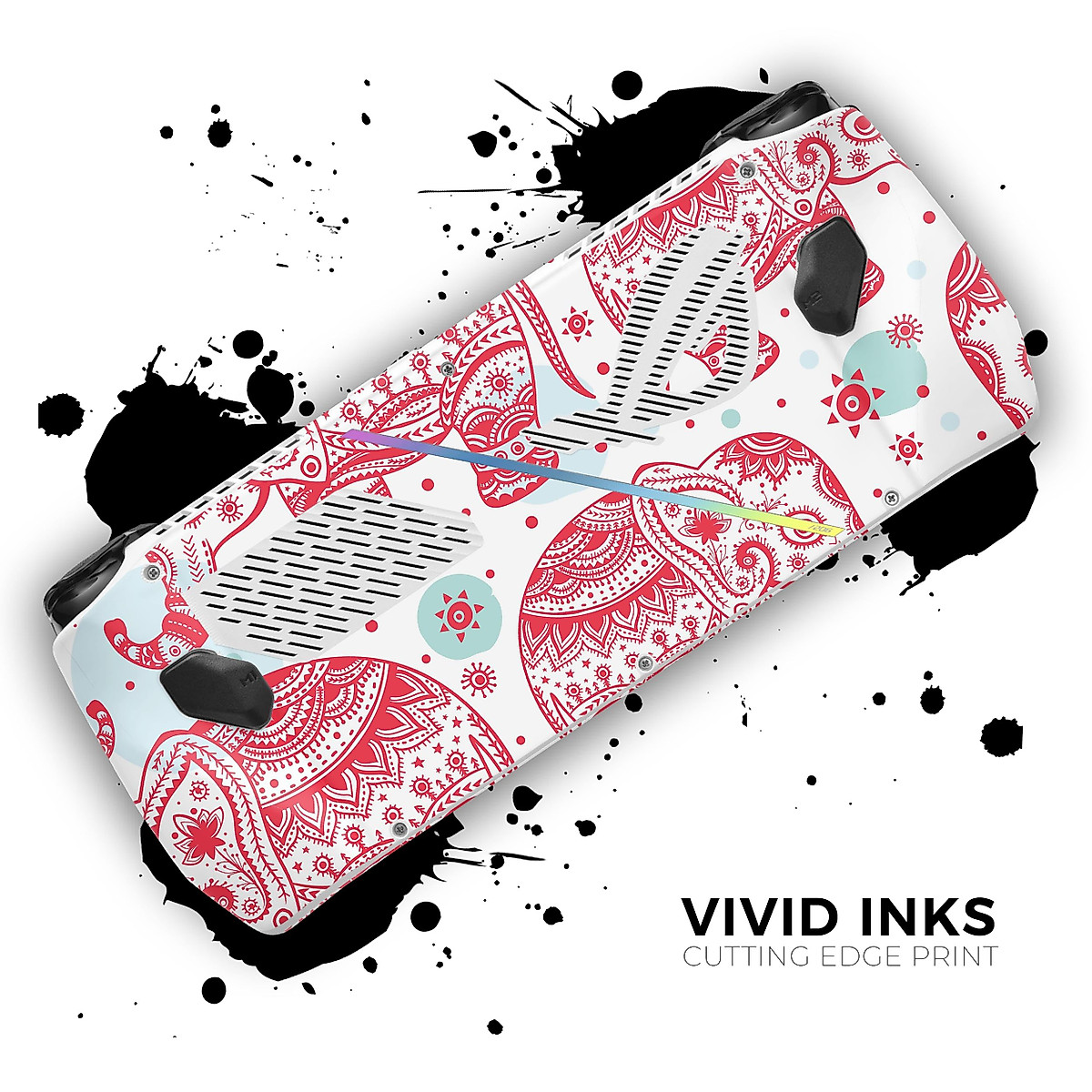 DesignSkinz - Compatible with Rog Ally - PC Skin Decal Protective Scratch Resistant Vinyl Wrap Gaming Cover - Sacred Red Elephant and Polkadots