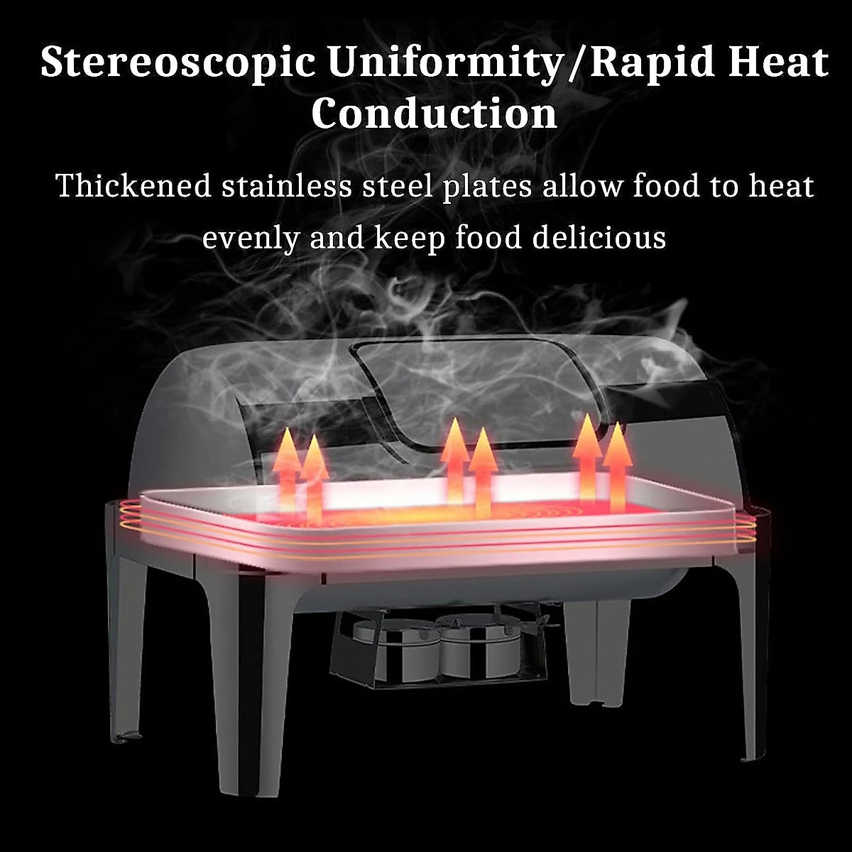 FLTRGO Chafing Dish Set, 9L Stainless Steel Buffet Trays Food Server with Fully Retractable Roll Top Lid, for Restaurant Catering Parties Weddings Picnics,Invisible