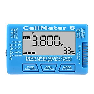 RC CellMeter 8 Digital Capacity Checker Voltage Tester LCD Backlight for Life Li-ion NiMH Nicd