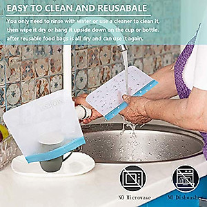 Silicone Reusable Food Bag,10 pcs (5 Leak Proof Reusable Sandwich Bags BPA FREE + 5 Crack-Proof Reusable Ziplock Snack Bag) for Sandwich, Snack, Fruit, Travel Camping Hiking items