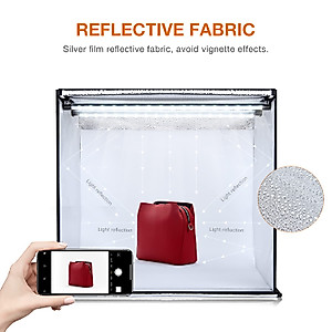 Yesker Photo Light Box, 20x20x20 inch Portable Lighting Tent Kit Brightness Adjustable Studio Photography Booth with 98 Large LED Lights CRI95+ with 4 Background for Large Items Shooting