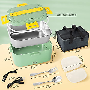 AIDENOEY 3-in-1 1.8L Electric Heating Lunch Box, High power 75W, Removable 304 Stainless Steel Container Larger capacity, 12V/24V/110V Food Warmer Lunch Box Truck Home Office,free fork&spoon