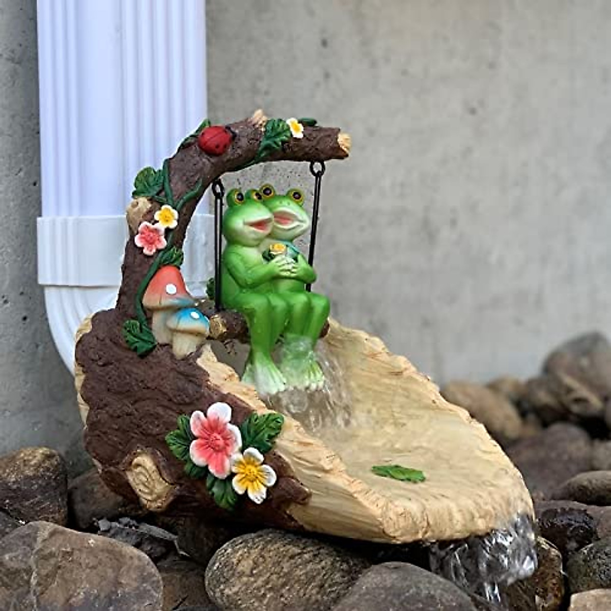 Outdoor Statue for Gutter Downspout Extension Decoration, Frog Couple Garden Statue & Sculpture Gutter Downspout Extender Guardian Accessory, Patio, Yard, Lawn Ornament Splash Block Decorative.