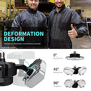 Westontech LED Garage Light, 140W 18500LM Super Bright Deformable Garage Ceiling Light, 6500K CRI80+ Luminabulb, Fixture for Garage Warehouse Shop Basement (White)