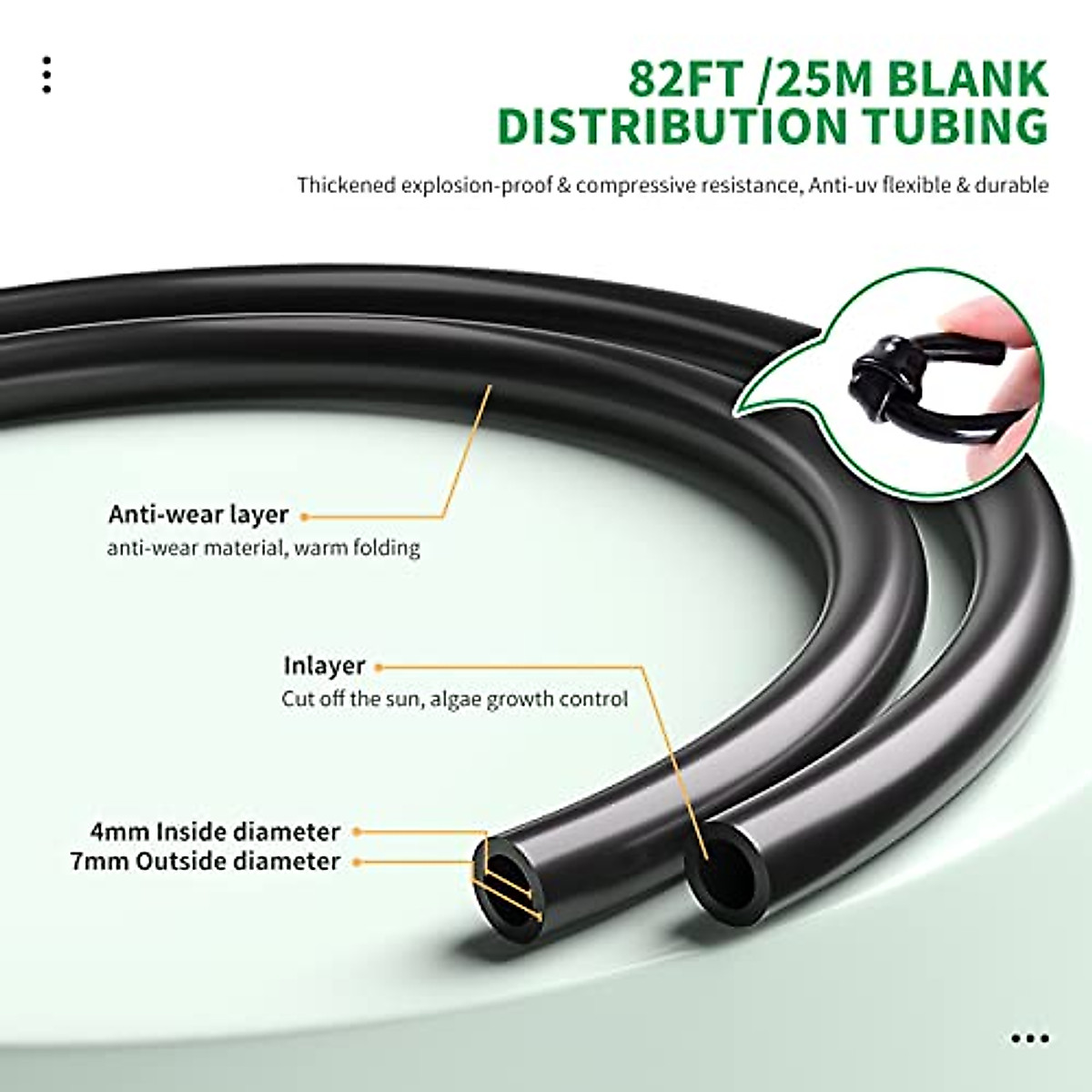 Drip Irrigation Kit Garden Irrigation System with Distribution Tubing Hose Adjustable Nozzles 82FT 1/4" Blank Distribution Hose Automatic Watering Drip Kit Irrigation Kit for Garden Indoor Plants