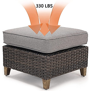 Grand patio Sofa Sets Outdoor Furniture Sets 6 Pieces Conversation Set, Wicker Patio Furniture Sectional Sofa with Thick Cushions for Yard Garden Porch &Brown