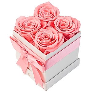 AROMEO Pink Roses, A Gift That Lasts | Fresh Flowers for Delivery, Mothers Day Gifts, Mom, Girlfriend, Wife, Mother, Birthday, Women Gift. Preserved Fresh Cut Zero Maintenance Roses with Box