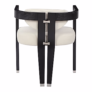 Best Master Furniture Noelani Mid-Century Modern Wooden Dining Faux Leather Cream Cushions, 1 Chair, Black