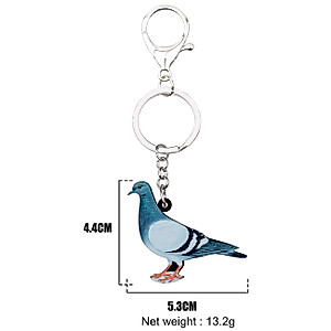 WEVENI Acrylic Cute Pigeon Keychain Charms Dove Keyring Bird Jewelry For Women Girls (Blue)