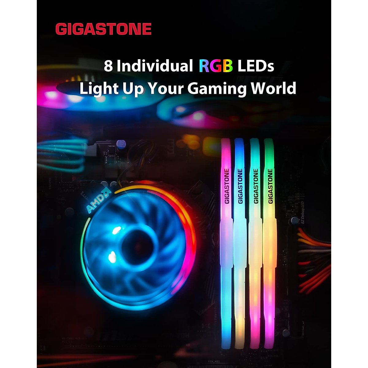 【RGB DDR4 RAM】 GIGSASTONE Game PRO 32GB Kit (2x16GB) DDR4-3200MHz PC4-25600 CL16-20-20-40 Intel XMP 2.0 AMD Ryzen 1.35V UDIMM 288 Pin Unbuffered Non ECC High Performance Gaming Desktop Memory - White
