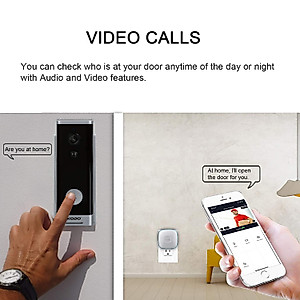 XODO VD1 Smart Home Wireless Security Camera with Night Vision, Waterproof Video Doorbell/WiFi 1080P HD/166°Wide Angel/2-Way Audio/No Monthly Fee/Real-Time Alerts/Rechargeable Batteries