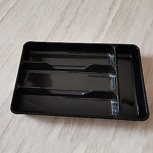 Gralara Cutlery Tray Multi Use Accessories Save Space Tools with 4 Grids Storage Durable for Stationery Spoon Tableware Silverware Office , Black