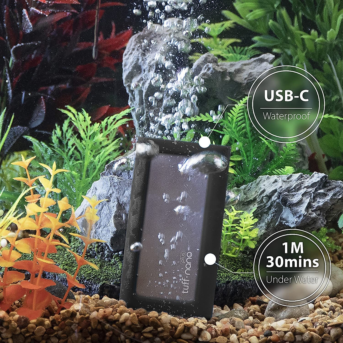 CalDigit Tuff Nano Plus 2TB - Compact Rugged IP67 Waterproof USB-C 3.2 Gen 2 10Gb/s External NVME SSD, Compatible with Thunderbolt 4 Mac and PC, Up to 1055MB/s (2TB Nano Plus, Charcoal Black)