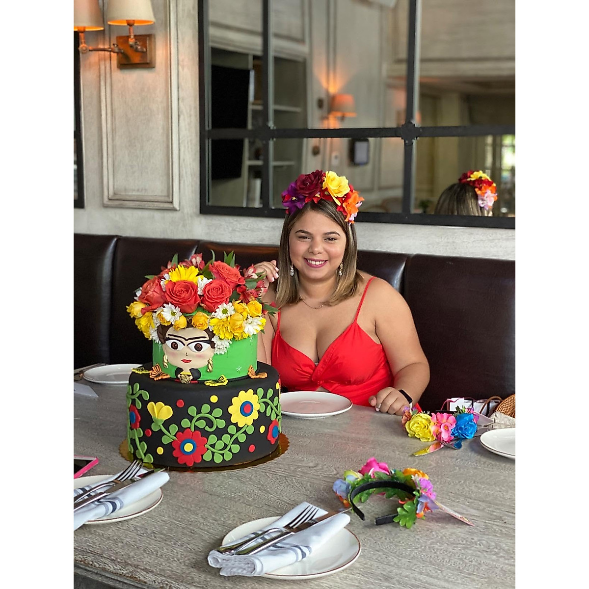 DreamLily Day of the Dead Headband Costume Rose Flower Crown Mexican Headpiece BC40 (Mix-color)