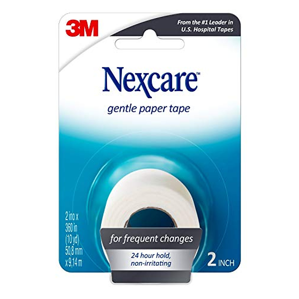Nexcare Gentle Paper Tape, Medical Paper Tape, Secures Dressings and Lifts Away Gently - 2 In x 10 Yds, 1 Roll of Tape