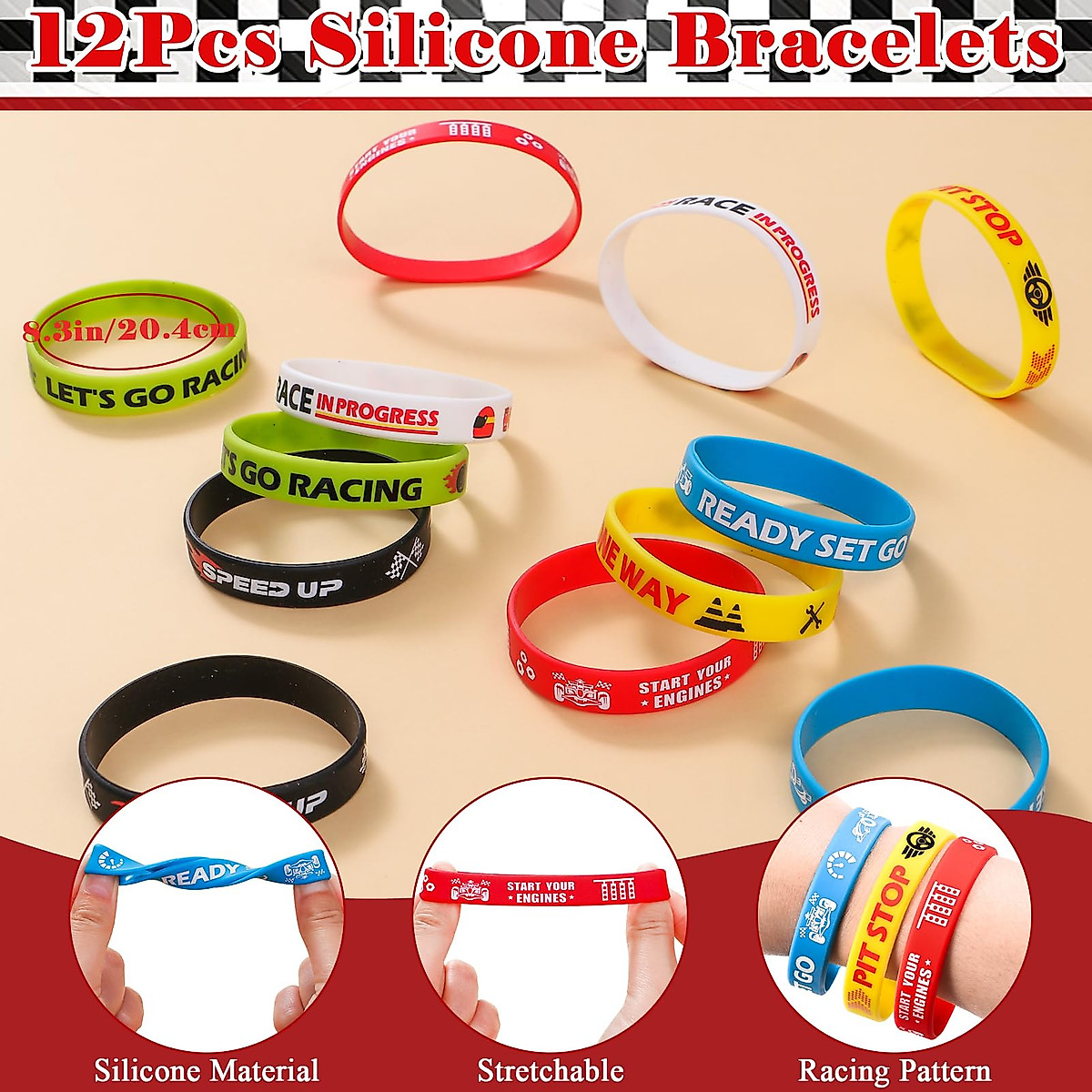 Winrayk Race Car Party Favors Birthday Supplies Drinking Straw Checkered Bag Mini Pull Back Car Bracelet Luminous Tattoo Sticker Keychain Racing Games Boys Kid Race Car Pinata Filler Goody Bag Stuffer