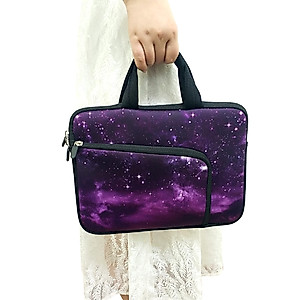 14 15 15.4 15.6 inch Laptop Handle Bag Computer Protect Case Holder Notebook Sleeve Neoprene Cover Soft Carrying Case with Extra Pockets for Dell Lenovo Toshiba HP Chromebook ASUS Acer(Purple Galaxy)