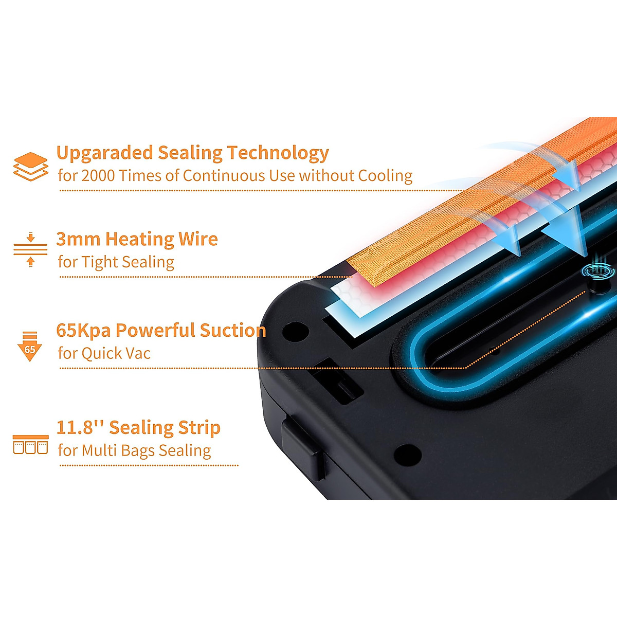 Vacuum Sealer Machine - Food Vacuum Sealer Machine Automatic Air Sealing System for Food Storage Dry Vacuum Sealer for Food Storage and Sous Vide With Dry&Moist Modes