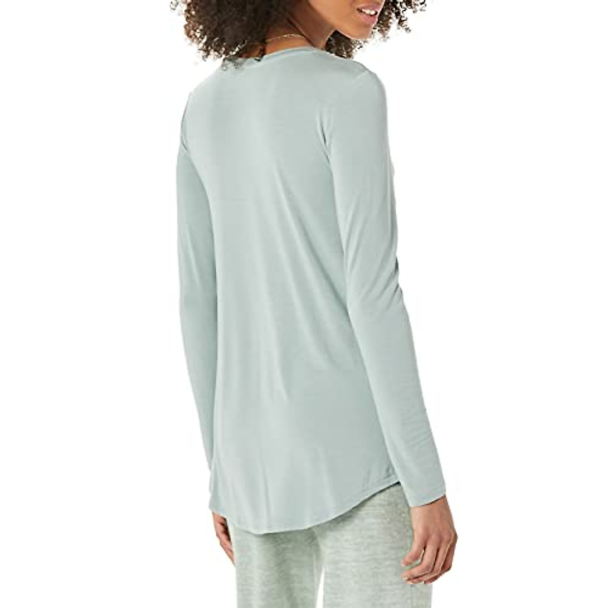 Amazon Essentials Women's Jersey Relaxed-Fit Long-Sleeve Scoopneck Swing Tunic (Previously Daily Ritual), Sage Green, Small