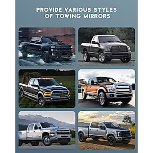 OCPTY Towing Mirror with Manual Adjusted Left Side Tow Mirror Compatible with 1994-2001 for DODGE for Ram 1500 1994-2002 for DODGE for Ram 2500 3500 Truck with Black Housing