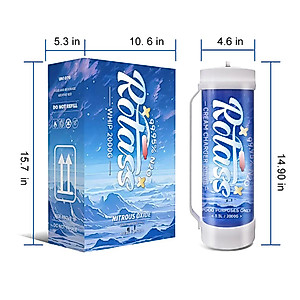 HNAICDU Whipped Cream Charger 2000G 3.3L - Food Grade Aluminum Cream Charger Gas Tank Pure Flavored Nitrous Oxide Tank, for Any Standard Whipped Cream Dispenser (2 Cylinders)