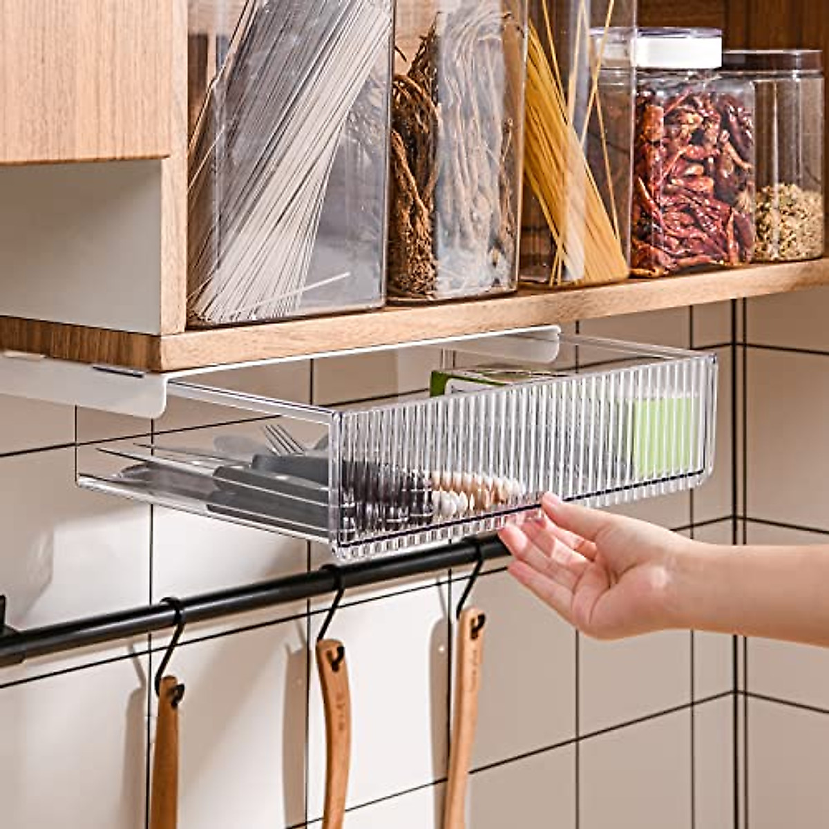 submatches Under Table Desk Drawer Storage Organizer, Attachable Under Desk Storage Drawer, Strong Adhesive Under Desk Pencil Drawer Slide Out, Add a Desk Drawer Hidden Under Mounted (Extra Large)